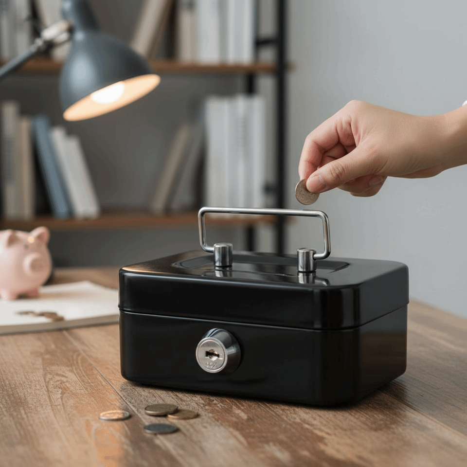 Mini Lockable Cash Box with Key Storage Box Coin Box Lock Box Home Use ...