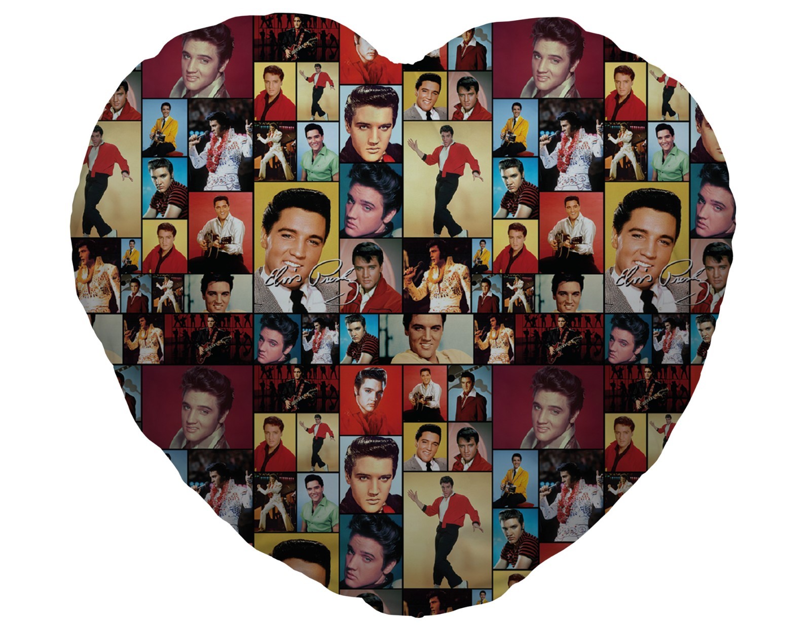 Colour Elvis Presley Fan Montage Design Heart Shaped Cushion Valentines ...