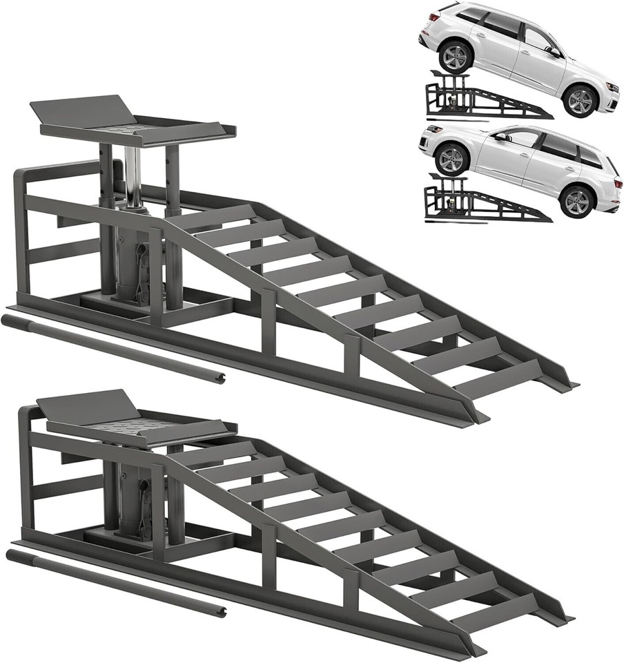 2 Pack Hydraulic Car Ramps Heavy Duty Auto Car Truck Service Ramps ...