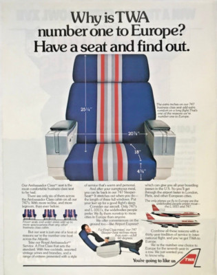 TWA Ambassador Class Vintage 1982 Print Ad | eBay
