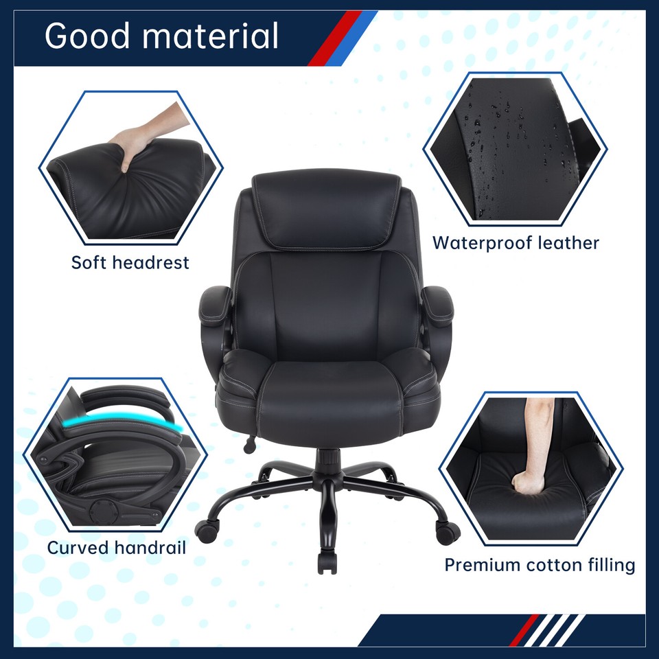 Big Office Chair Wide Seat Heavy Duty Computer Desk Chair Capacity 400 ...