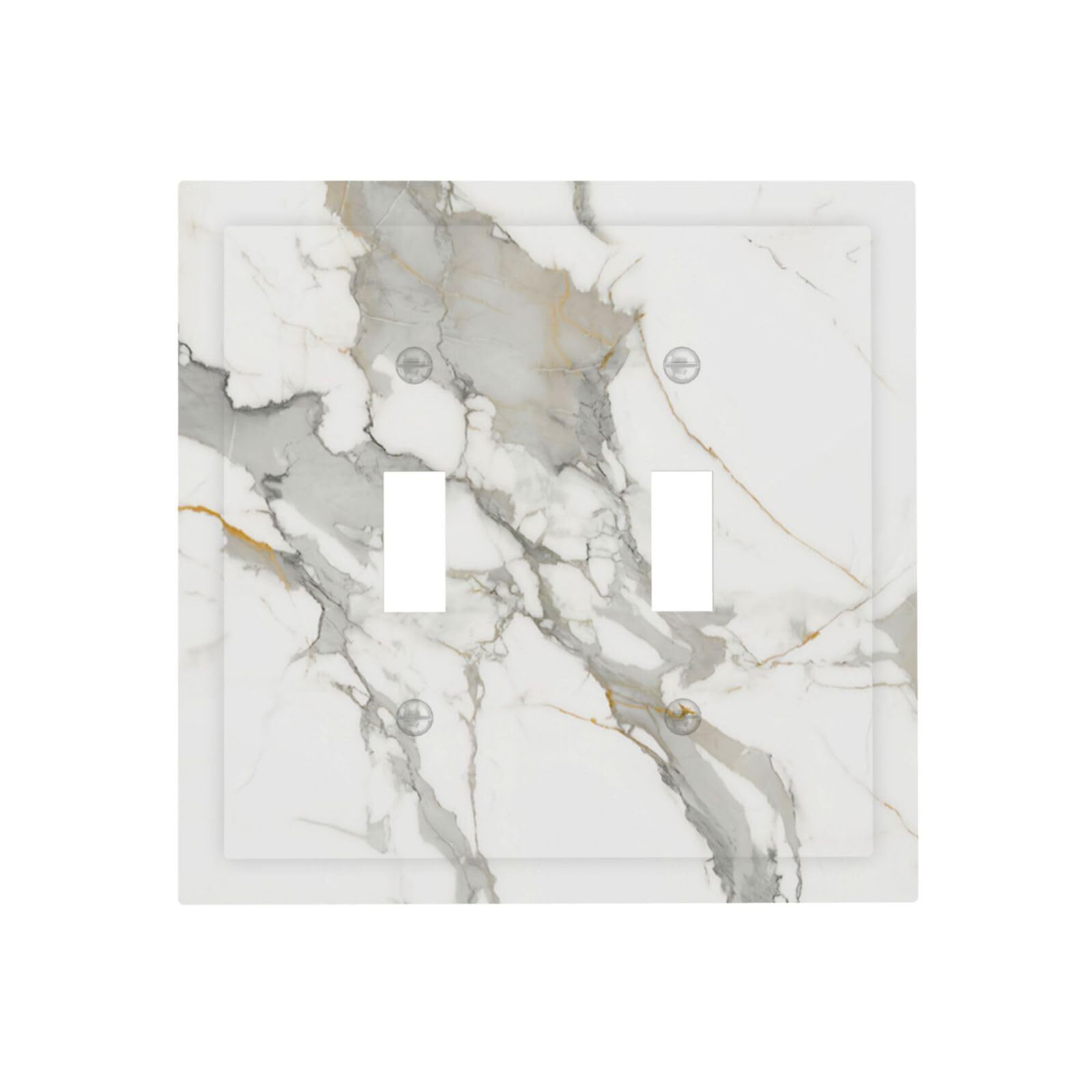 Grey White Marble Light Switch Cover Decorative 2 Gang Double Toggle ...