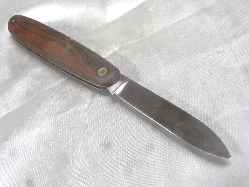 🇫🇷 COUTEAU POCHE PLIANT MANCHE BOIS LAME FORGEE PARAPLUIE A L'EPREUVE ...