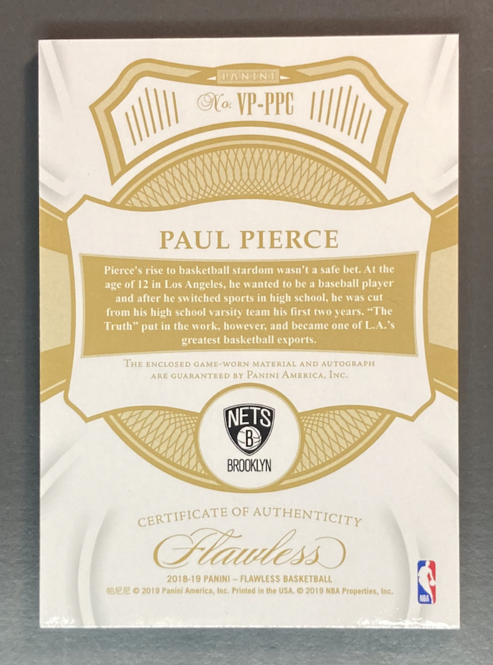 PAUL PIERCE 2018-19 Panini Flawless Vertical Patch Autograph 16/25 | eBay