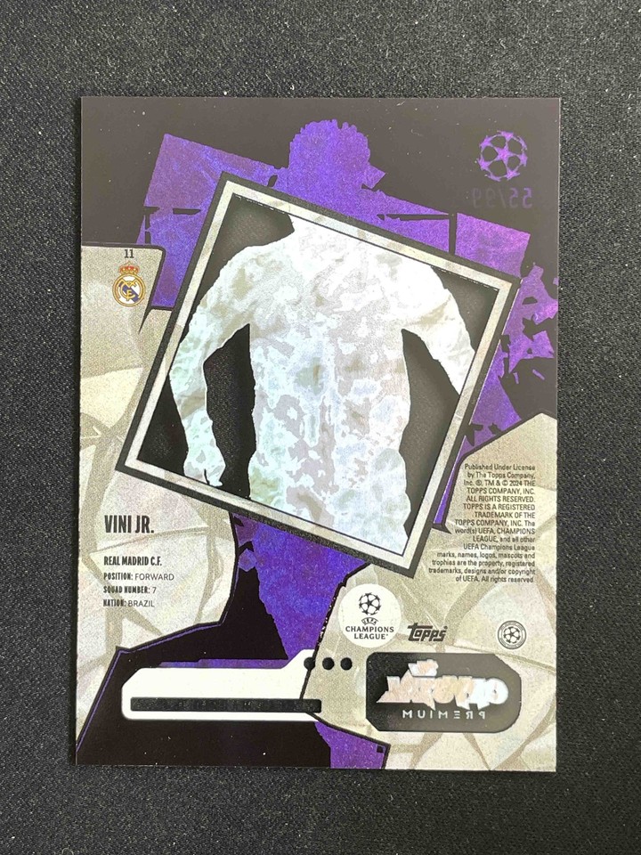 Vini Jr. 2023-24 Topps Crystal Premium UEFA Purple 55/99 #11 | eBay