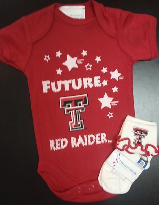 TEXAS TECH INFANT GIRLS PRINT CREEPER AND SOCK SET NEWBORN *NEW* | eBay