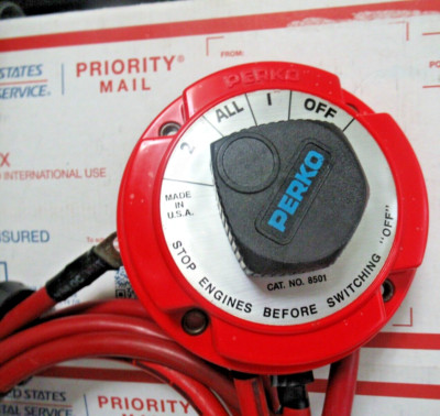 PERKO 8501 BATTERY SWITCH WITH 3 RED #2 CABLES | eBay
