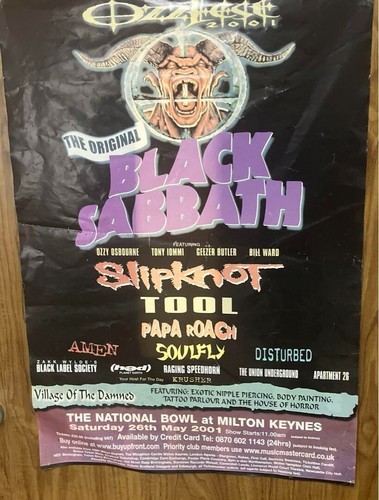OZZFEST 2001@MILTON KEYNES BLACK SABBATH Slipknot Original Promo Poster ...