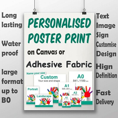 Personalized A1 A0 poster print banner sign printing on Canvas Photo ...