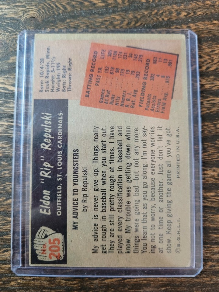 1955 BOWMAN ELDEN REPULSKI 205 RIP BASEBALL ST. LOUIS CARDINALS | eBay