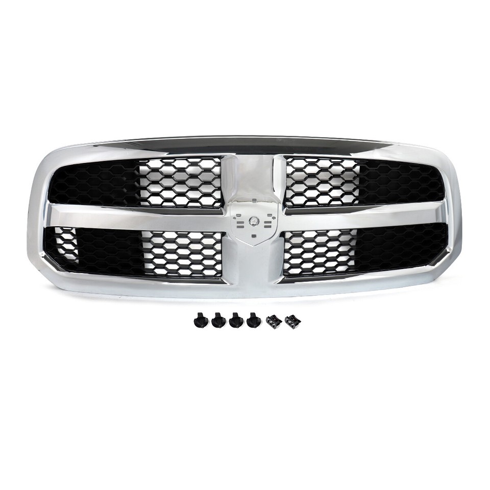 Chrome Front Bumper Grille W/ Black Mesh For 2013-2018 Dodge Ram 1500 ...