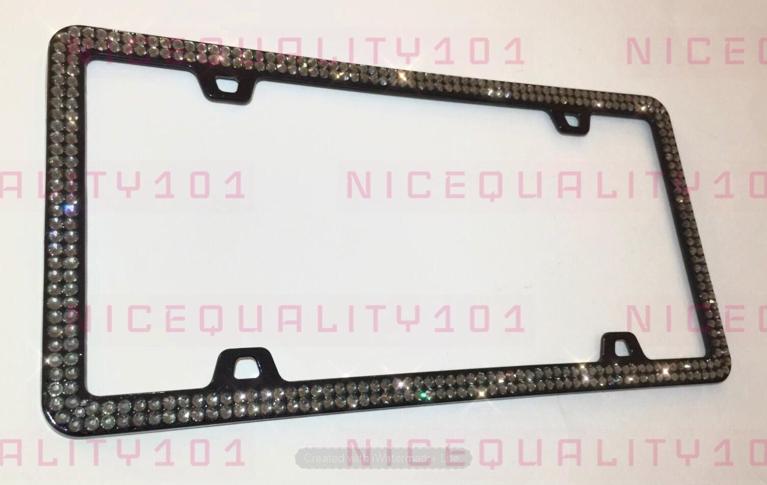 2 Rows Black Diamond License Plate Frame Holder Made w/ Swarovski ...