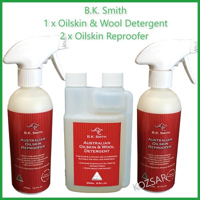 AUSTRALIAN MADE Oilskin Detergent & 2x Reproofer for DRIZA BONE COAT ...
