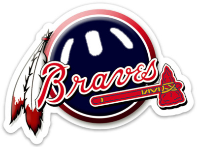 Atlanta Braves Logo Type w/ feather & tomahawk MLB Baseball Die-Cut ...