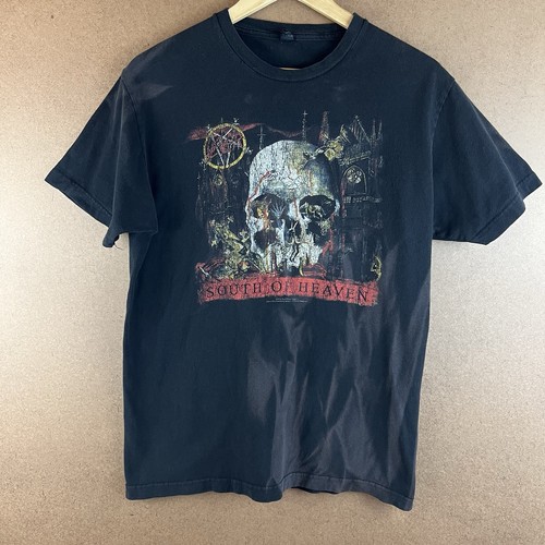Y2K 09 Tultex Distressed Faded Slayer South Of Heaven Band Tee Small ...