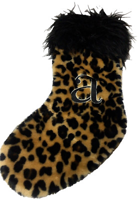 "A" Monogrammed Leopard Christmas Stocking Large EUC! | eBay