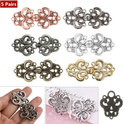 5 Pair Women Swirl Flower Cape Cloak Clasp Fasteners Shawl Cardigan ...