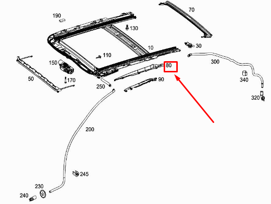 MERCEDES-BENZ C W205 Left Sliding Sunroof Cover Strip A2057820300 ...