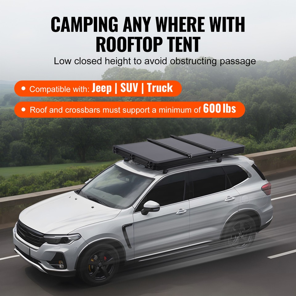 VEVOR Hard Shell Roof Top Tent w/ Ladder Pop-up Triangle for SUV Jeep ...