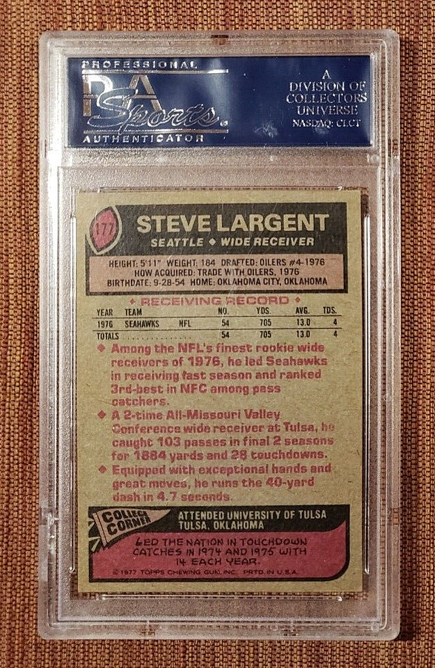 1977 Topps #177 Steve Largent Seahawks Autograph Rookie Football Card ...