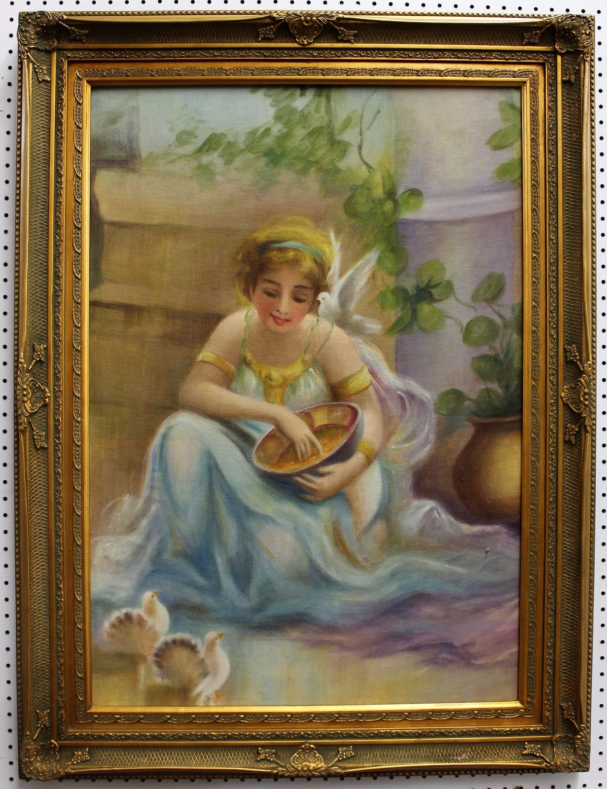 American Antique Oil Painting Goddess Doves Dallas Texas by E Watson C ...