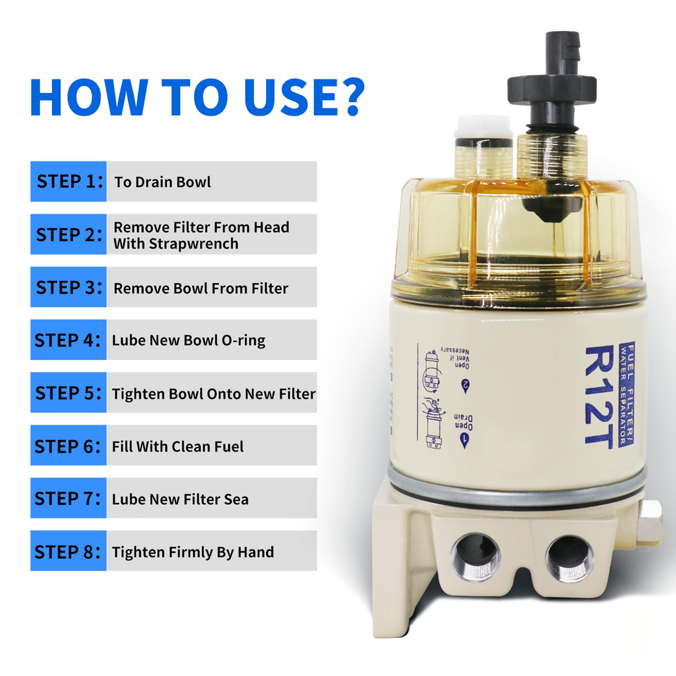 R12T Fuel Filter Water Separator Complete Kit for Diesel Gasoline ...