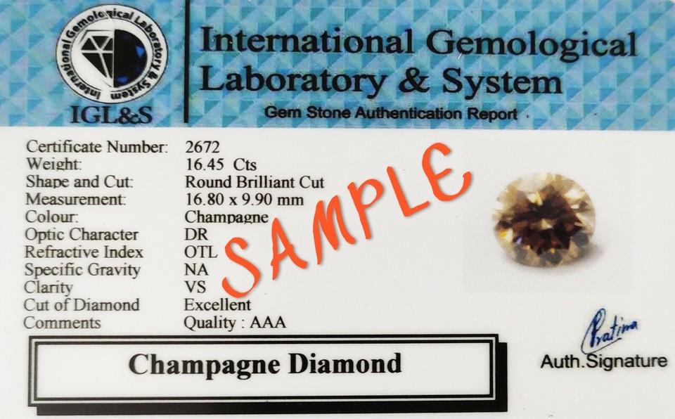 10-12 Ct Loose Champagne Lab Created Diamond Emerald Cut Great Shine ...