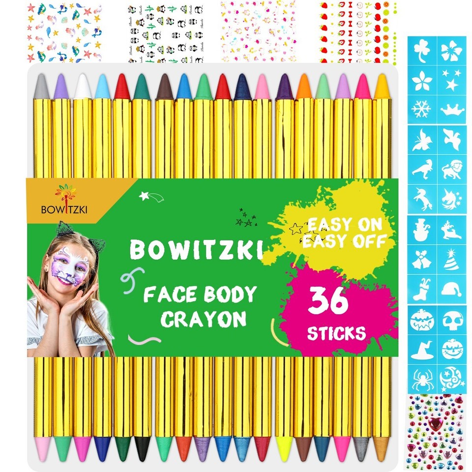 Bowitzki Face Paint Kit Bundle Face Painting Kits for Kids Party Crayon ...