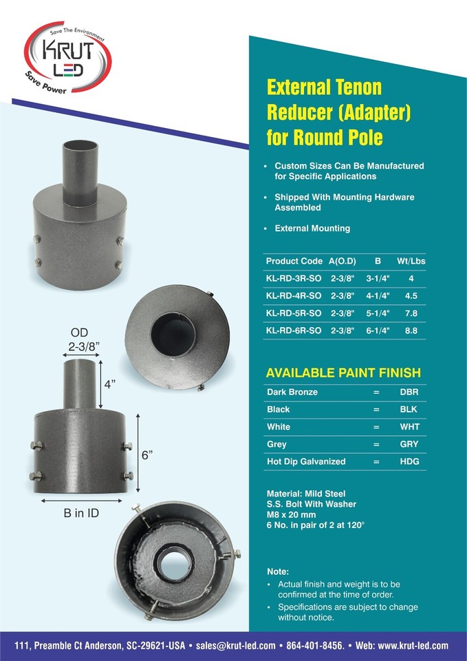 4" Round Pole Reducer - 2 3/8" TENON-SLIP OVER THE POLE | eBay