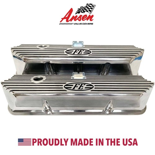 Ford FE Logo Tall Valve Covers Polished - Die-Cast Aluminum - Ansen USA ...
