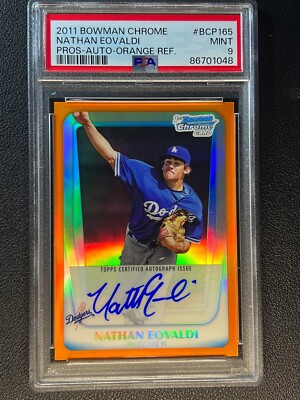 NATE NATHAN EOVALDI PSA 9 2011 BOWMAN CHROME 1ST ORANGE REFRACTOR RC ...