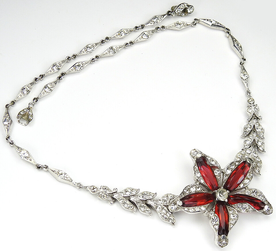 Trifari 'Alfred Philippe' Pave and Ruby Lozenges Star… - Gem