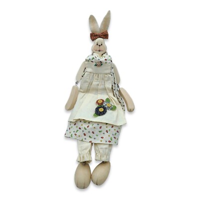 Adorable 14" Shelf Sitter Bunny Rabbit Wooden Doll Spring Decor Jointed ...