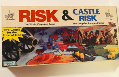 RISK & CASTLE RISK 2-in-1 Dual Board Game 1990 Parker Brothers Complete ...