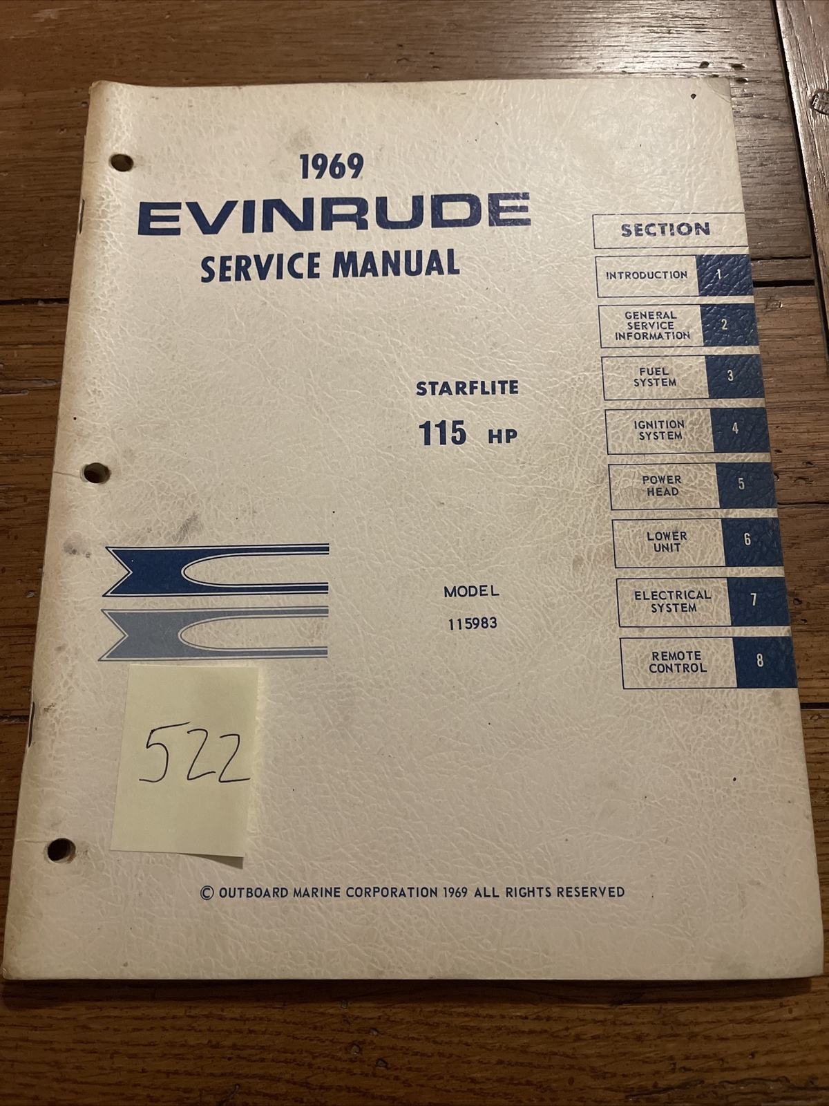 1969 EVINRUDE OMC 115 HP SERVICE SHOP REPAIR MANUAL OUTBOARD ITEM NO ...