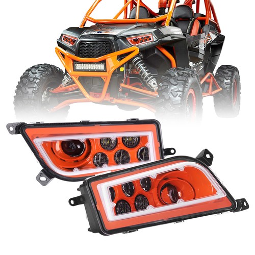 ATV UTV Halo LED Headlights Orange For Polaris General 1000 RZR XP 4 ...
