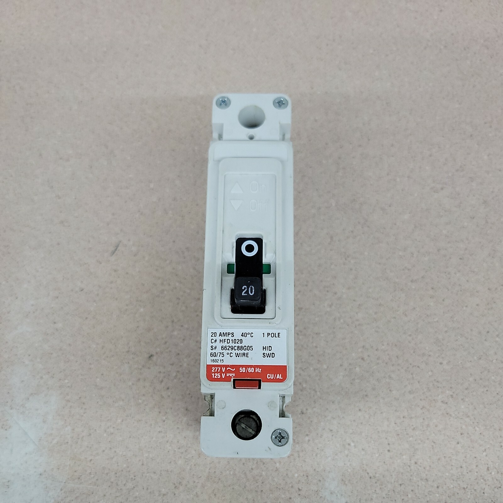 Eaton HFD1020 HFD 65K Circuit Breaker 20 Amp 1 Pole 277 VAC | eBay