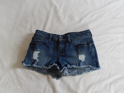 Vans Denim Low Rise Distressed Shorts Size 1 Vintage Mini Medium Wash ...