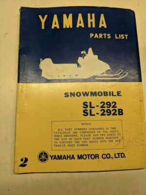 Original Yamaha OEM Parts List Book Model SL292 SL292B 1971 SNOWMOBILE ...