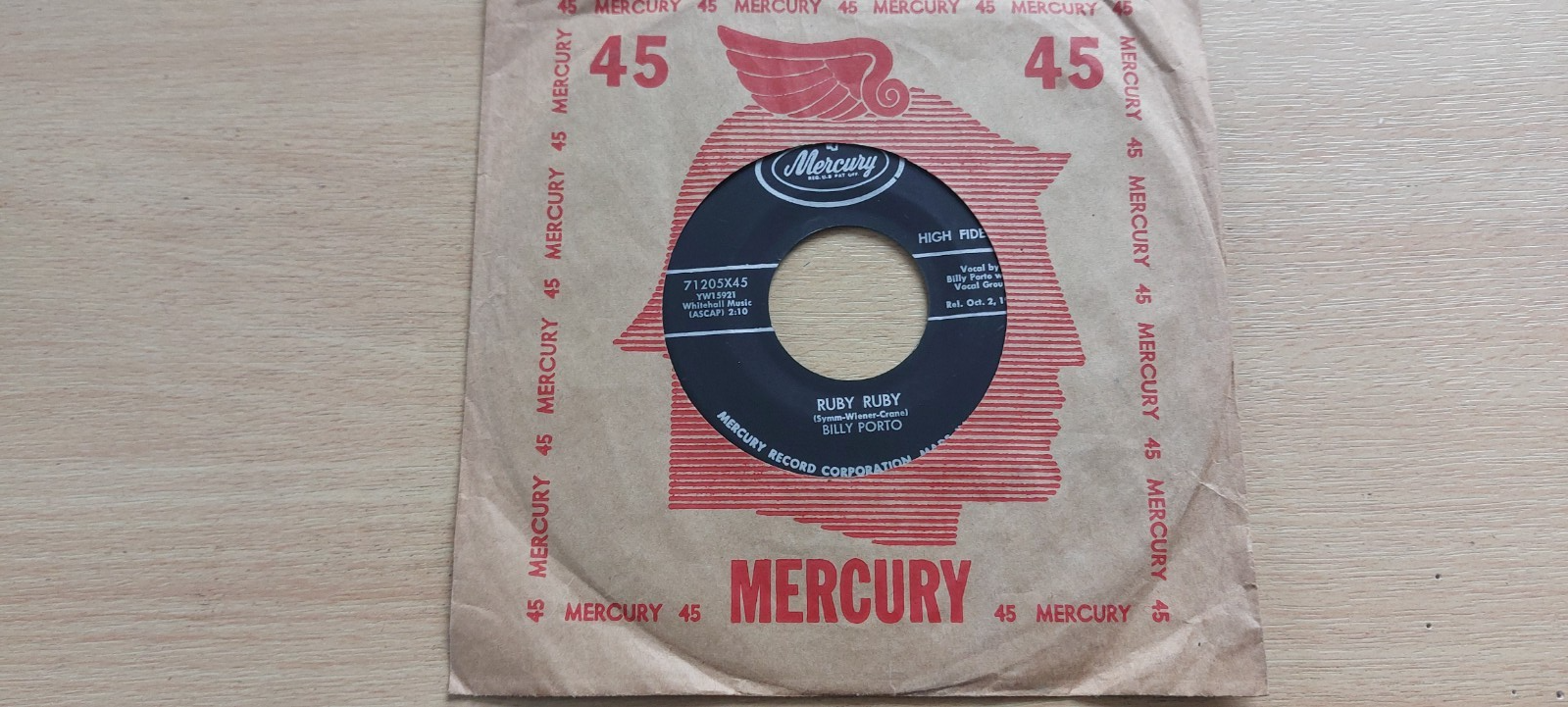 BILLY PORTO, RUBY RUBY, MERCURY 1957, RARE VINYL 7" SINGLE | eBay UK