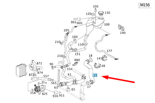 MERCEDES-BENZ S W221 AMG RADIATOR TOP COOLANT HOSE A2215011884 NO DUTY ...