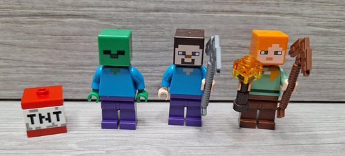 LEGO Minecraft Steve Alex and Zombie Minifigures with acessories | eBay