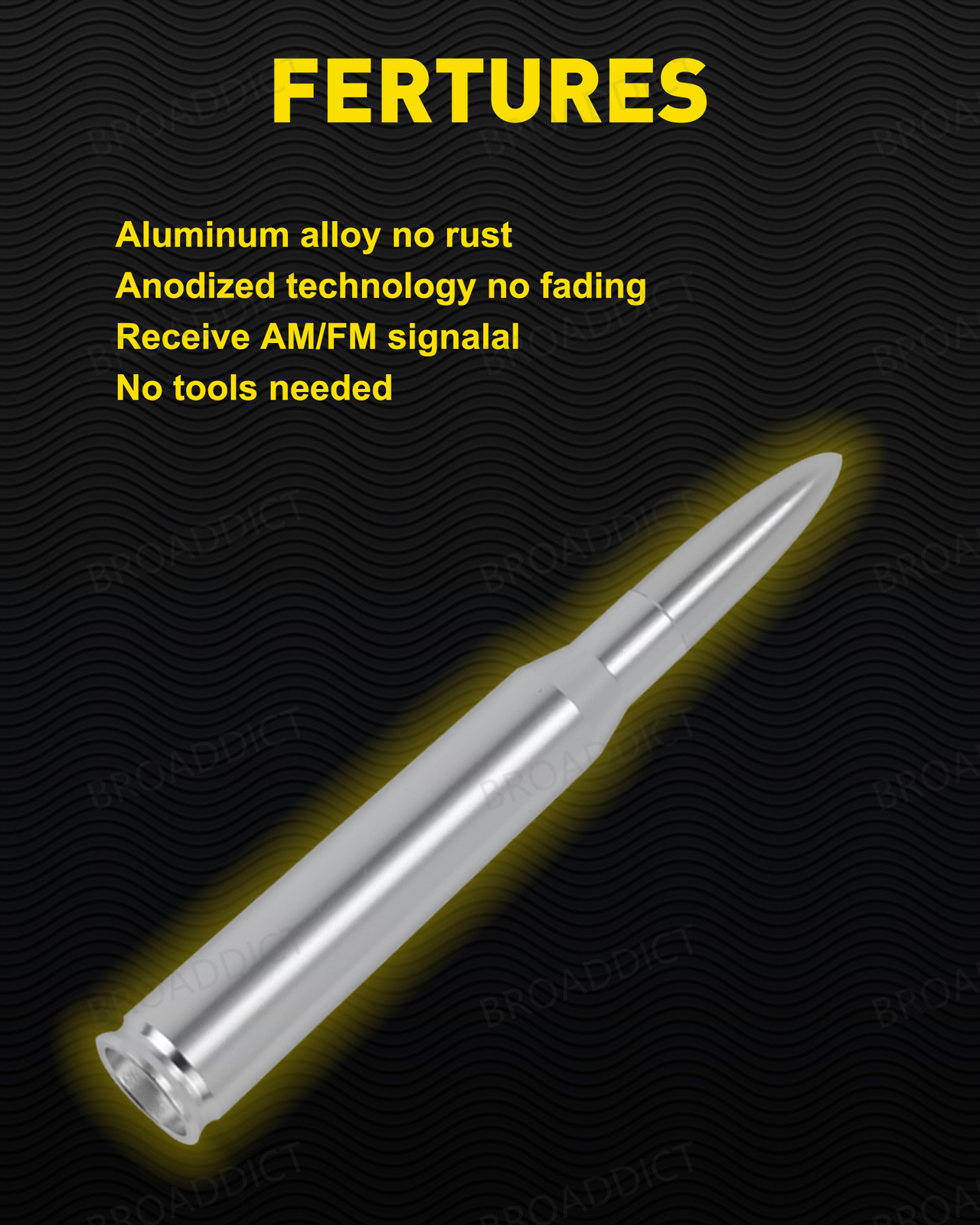 Bullet Antenna 50 Cal Caliber For Chevy GMC Truck SUV Silverado Sierra ...