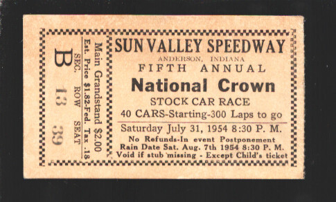 Sports Pub: Sun Valley Speedway National Crown Auto Race Ticket Stub-7 ...