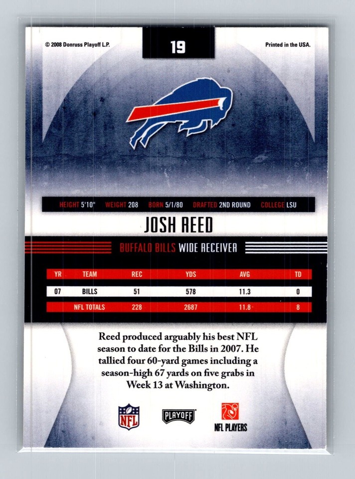 2008 Absolute Memorabilia #19 Josh Reed Buffalo Bills Football Card | eBay