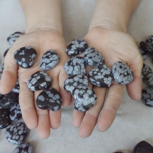 2.2LB 67Pcs Small Natural Snowflake Obsidian Quartz Crystal Heart ...