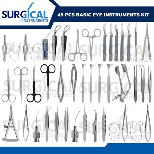 Set of 45 Pcs Basic Eye Instruments Kit Ophthalmic Lab Surgical German ...