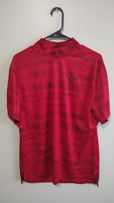 NIKE Tiger Woods Dri-FIT ADV Mock-Neck Short Sleeve Sunday Red Shirt Sz ...