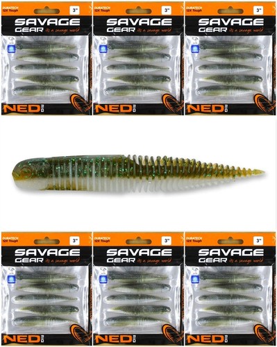 (6) Packs Savage Gear 3" Ned Rig Dragontail Slug LB Smallmouth Magic ...