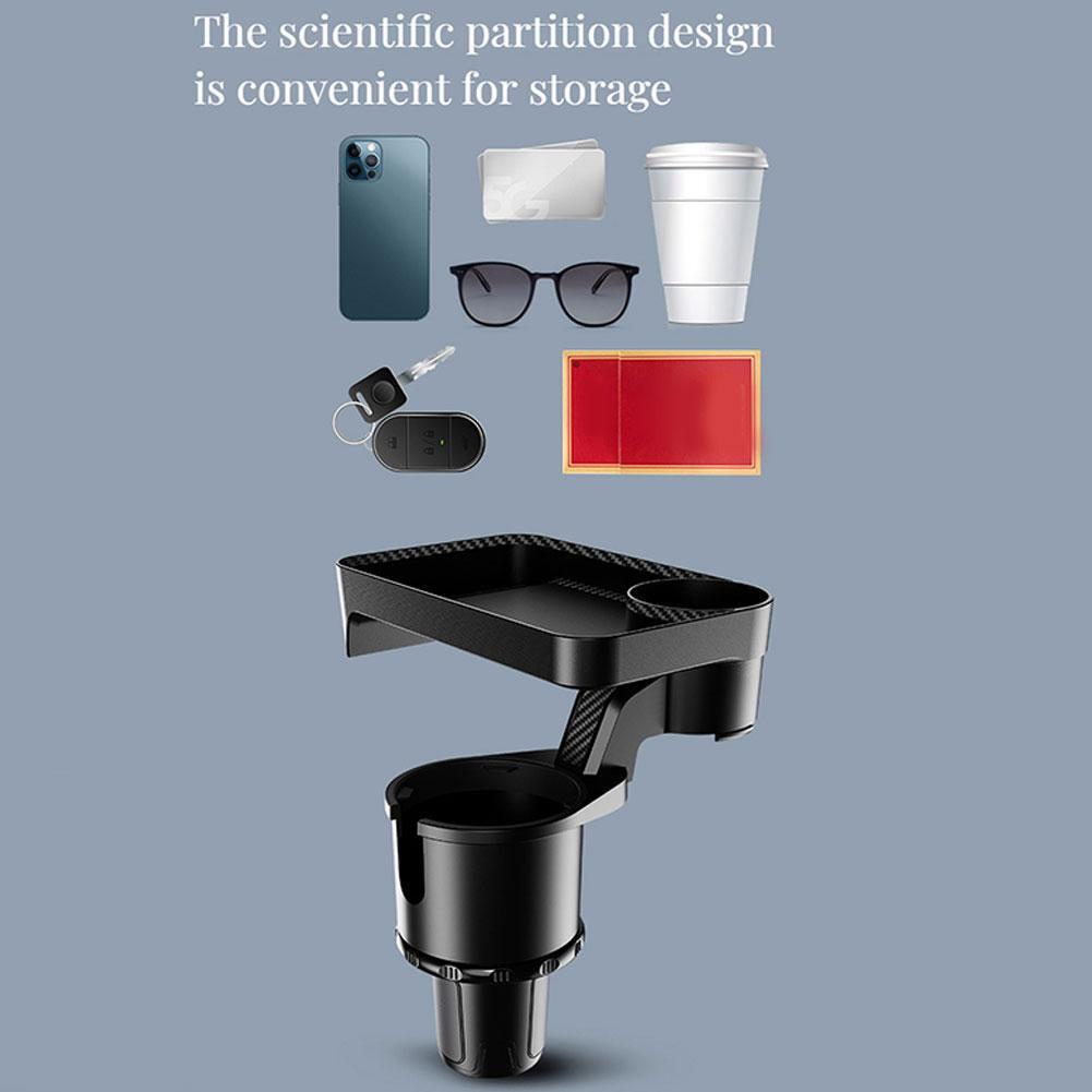 Car Cup Holder Expander with Attachable Tray 360° Rotating Car Drink ...